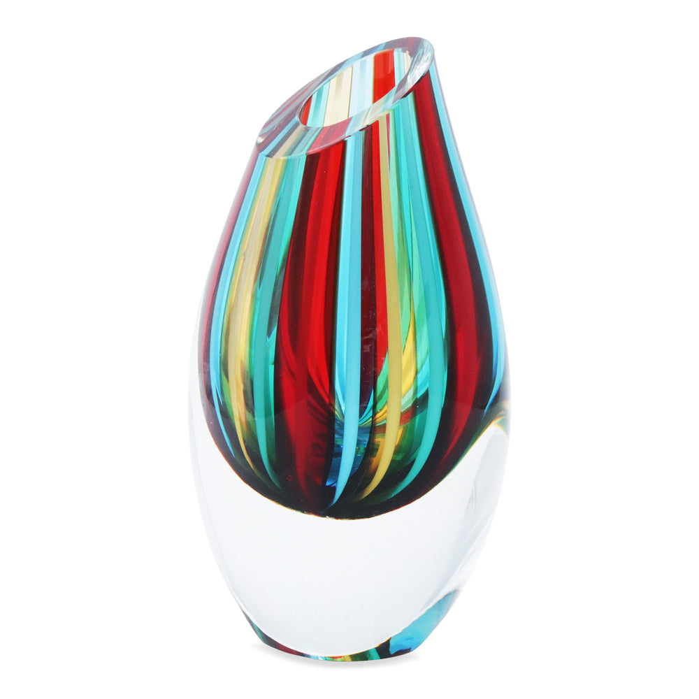 3 Murano Inspired Colorful Handblown Brazilian Glass Vases - Circus