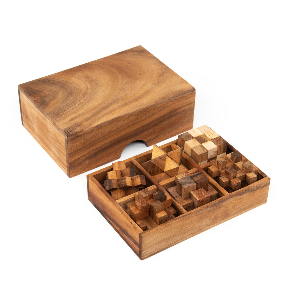 Handcrafted Wooden Puzzle Set "Logical Mind" - Eco-Friendly Brain Teasers