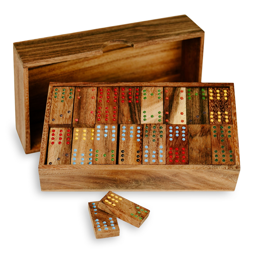 Artisan-Made Wood Domino Set - Eco-Friendly Family Game