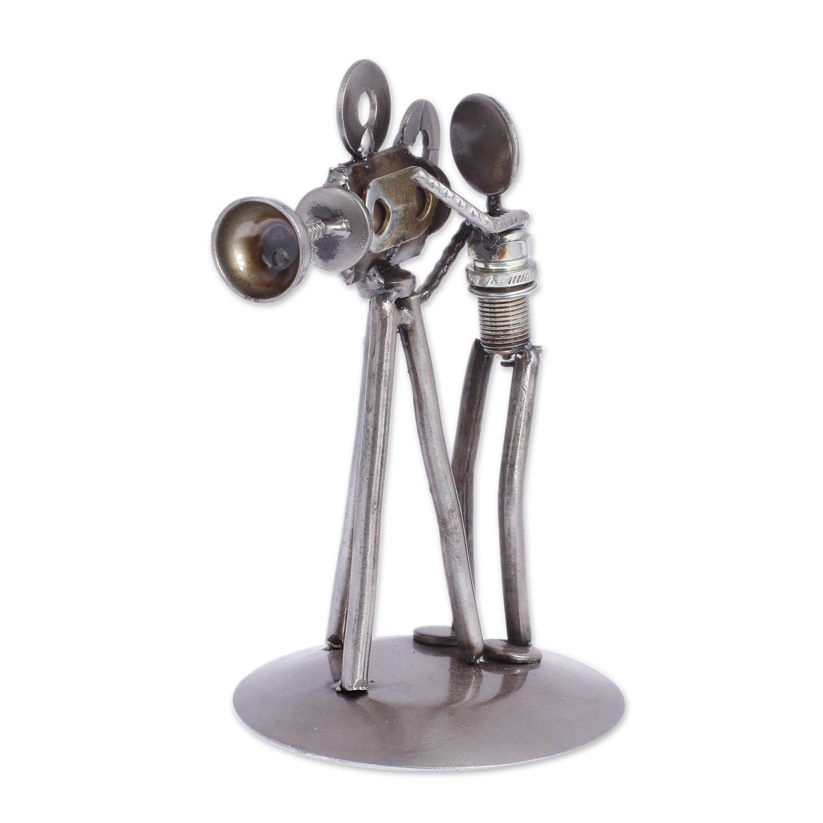 Upcycled Iron Camera Man Statuette