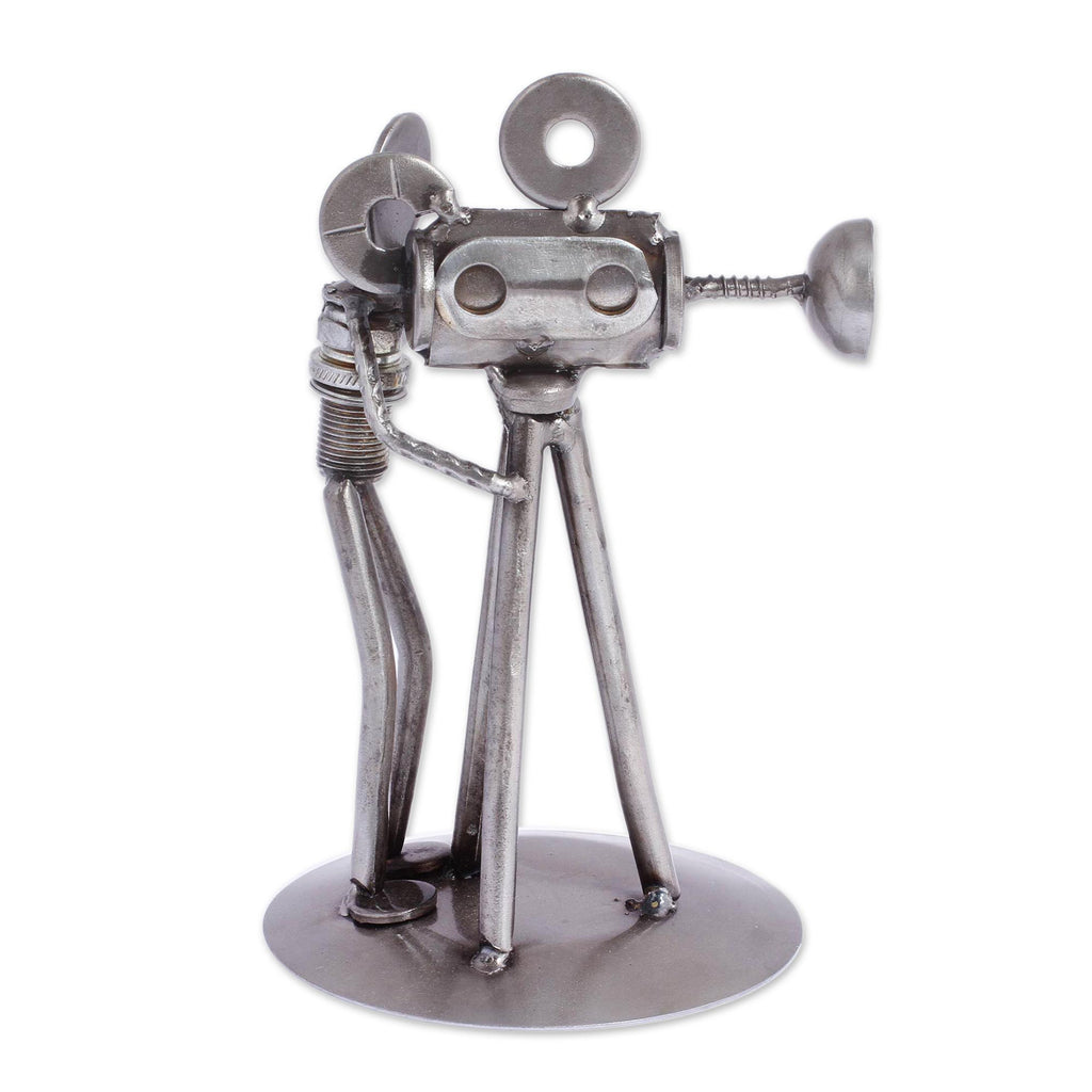Upcycled Iron Camera Man Statuette – Gifts for Good
